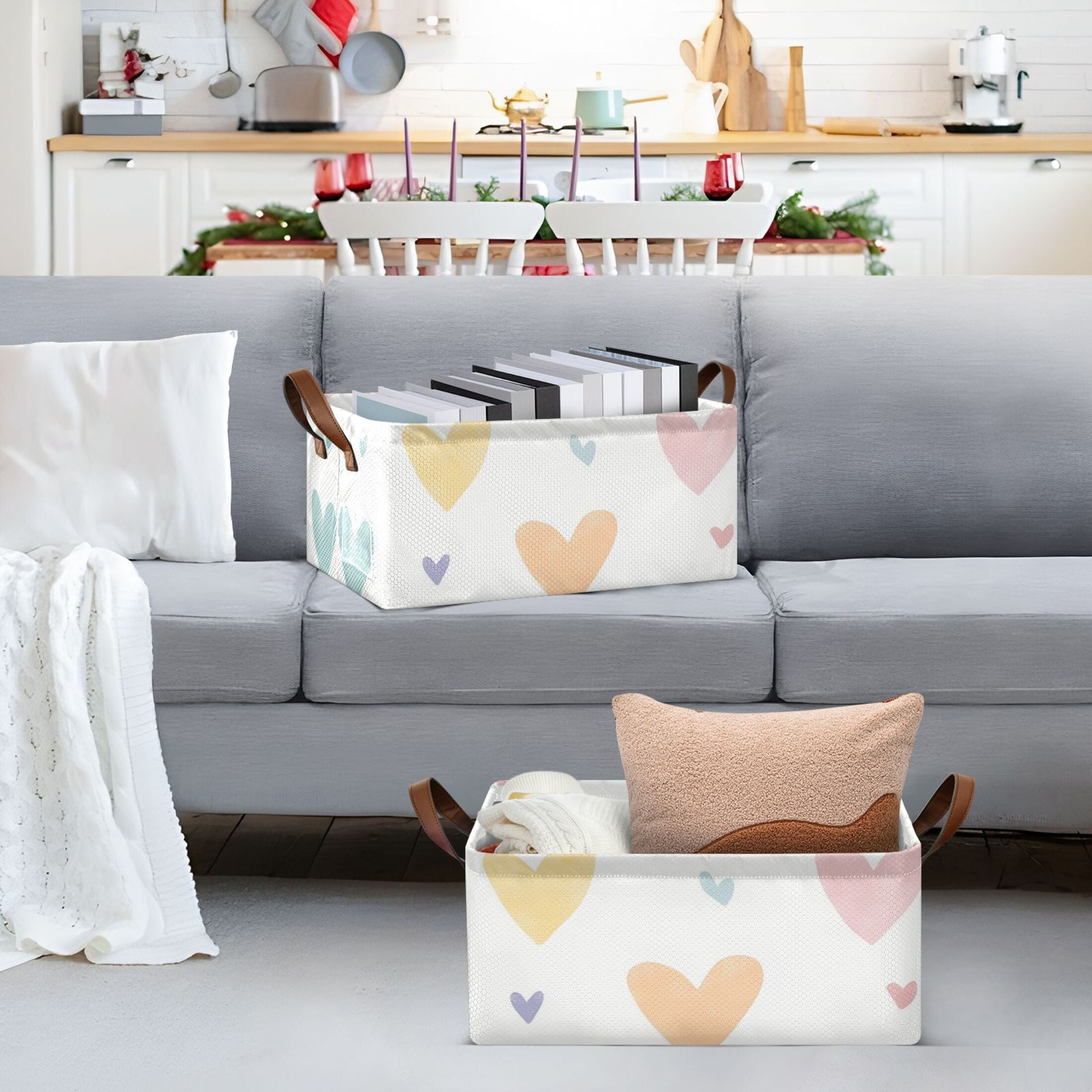 Many Hearts Storage Bins with Handles Foldable Storage Baskets for ...