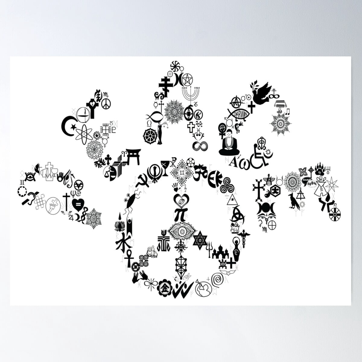 Many Peace Symbols & Religions Made Into One Giant Peace Word And ...
