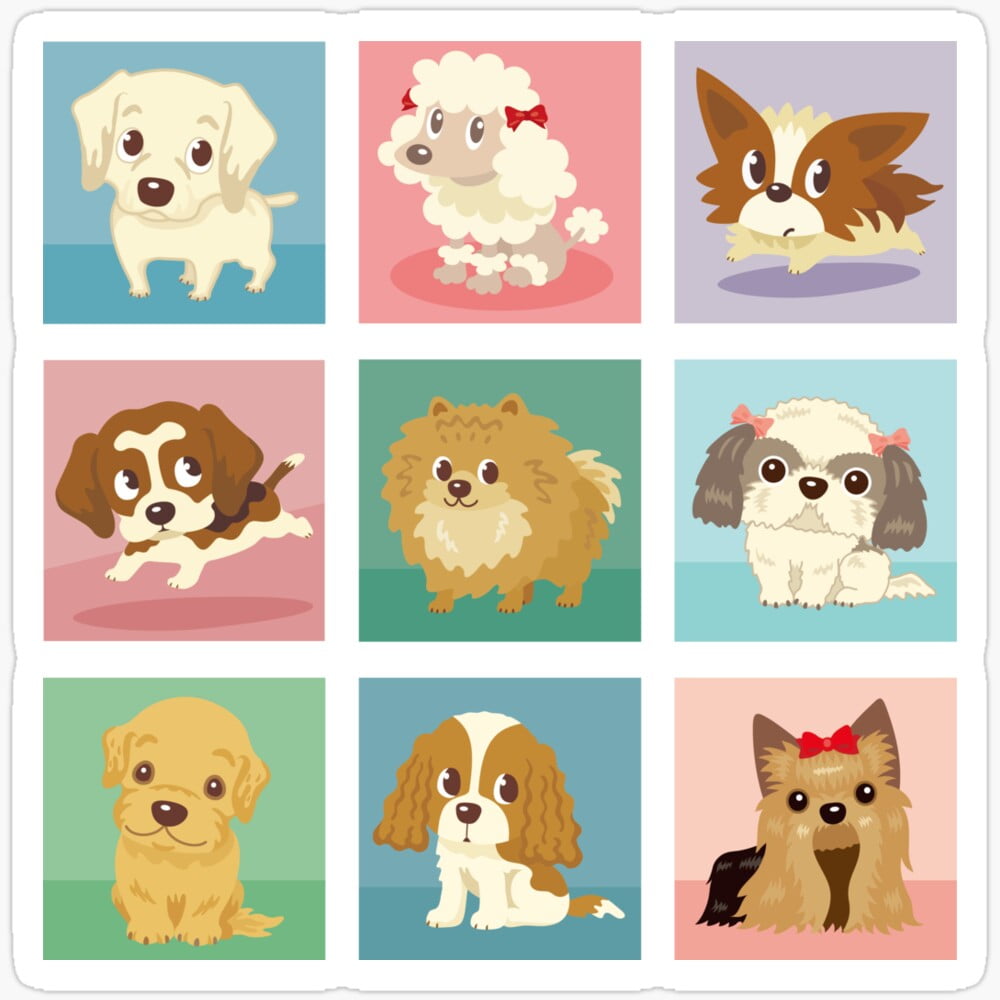Many Poses Of Puppies Sticker Phone Decal Water Bottle Stickers Car ...