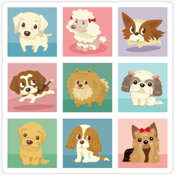 Many Poses Of Puppies Sticker Phone Decal Water Bottle Stickers Car ...