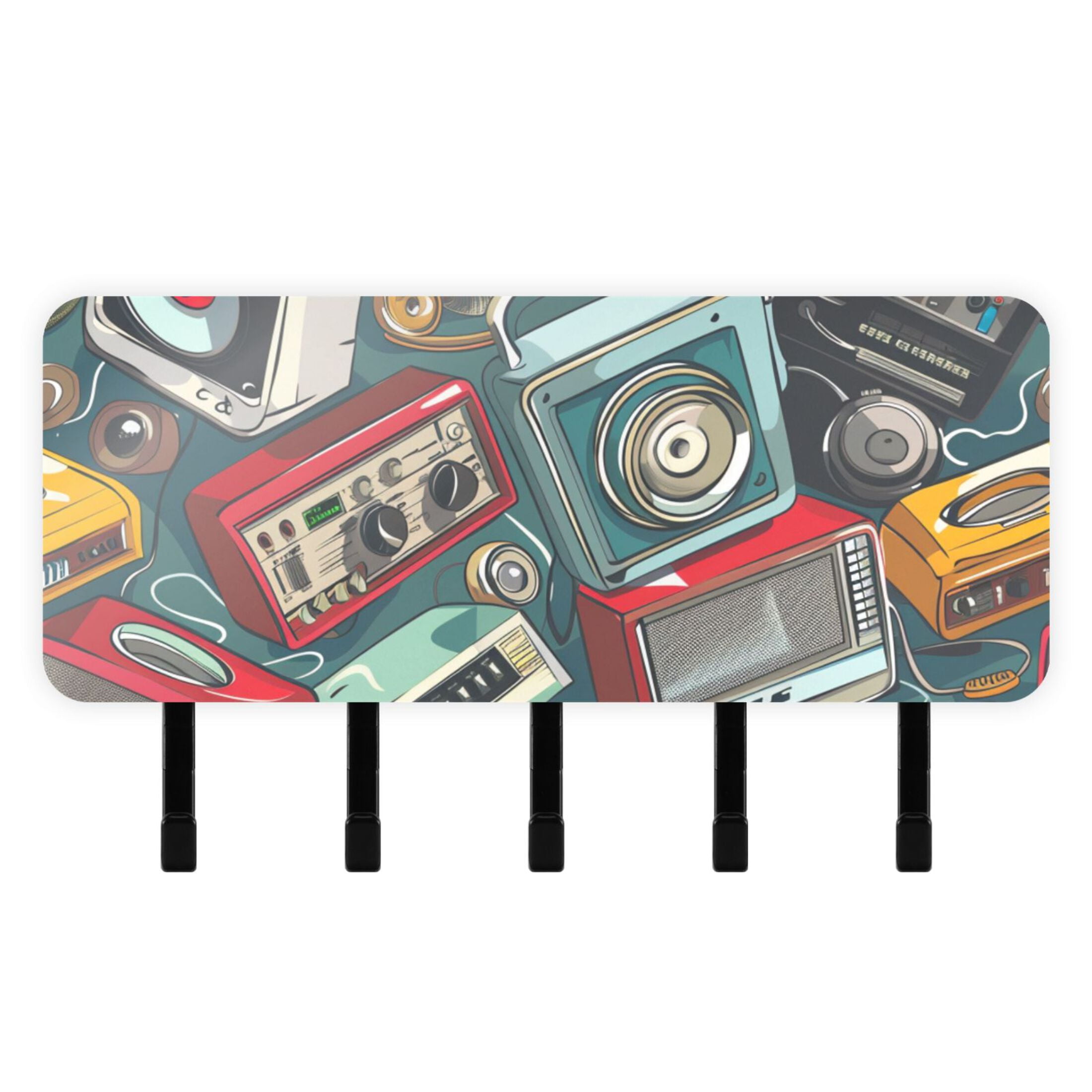Many Radio Key Holder for Wall Mail Holder Organizer with 5 Key Hooks ...