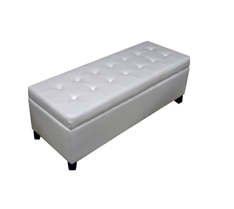 Many White Tuffed Storage Bench - Walmart.com
