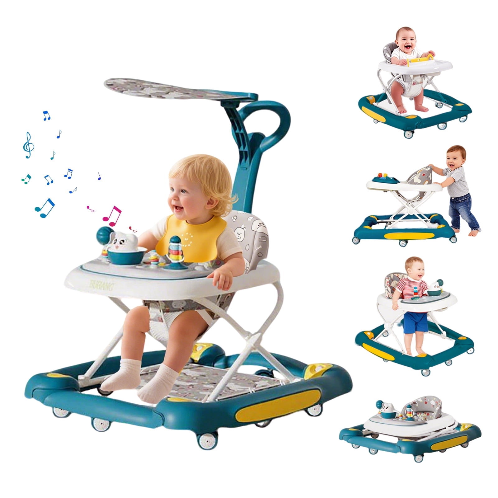 ManyFun Baby Walker, 6-in-1 Multi-functional Foldable Push Walker, 6-24 ...