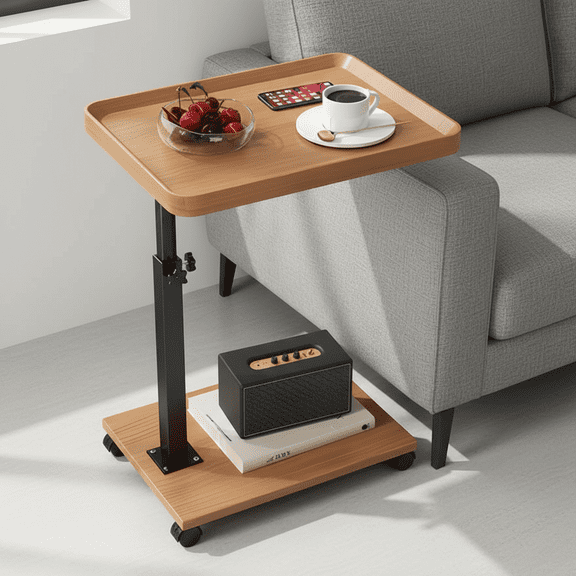 C Table End Table Adjustable Height, 360°Swivel TV Tray Table for Small ...