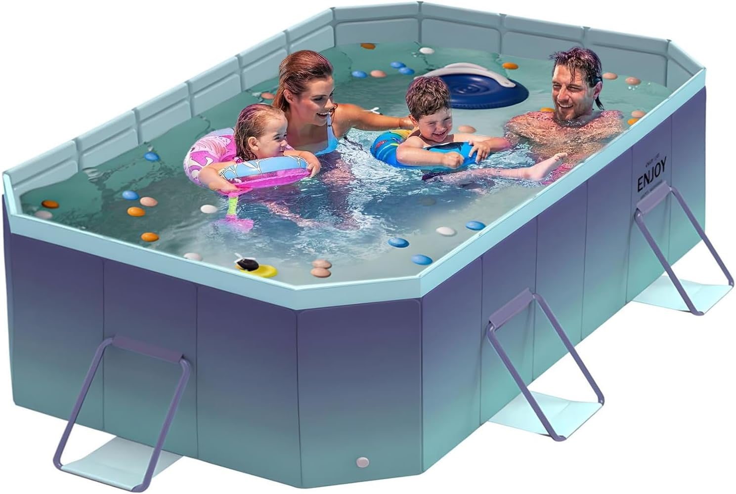 ManyFun Foldable Swimming Pool, Non-Inflatable for Adults and Kids ...