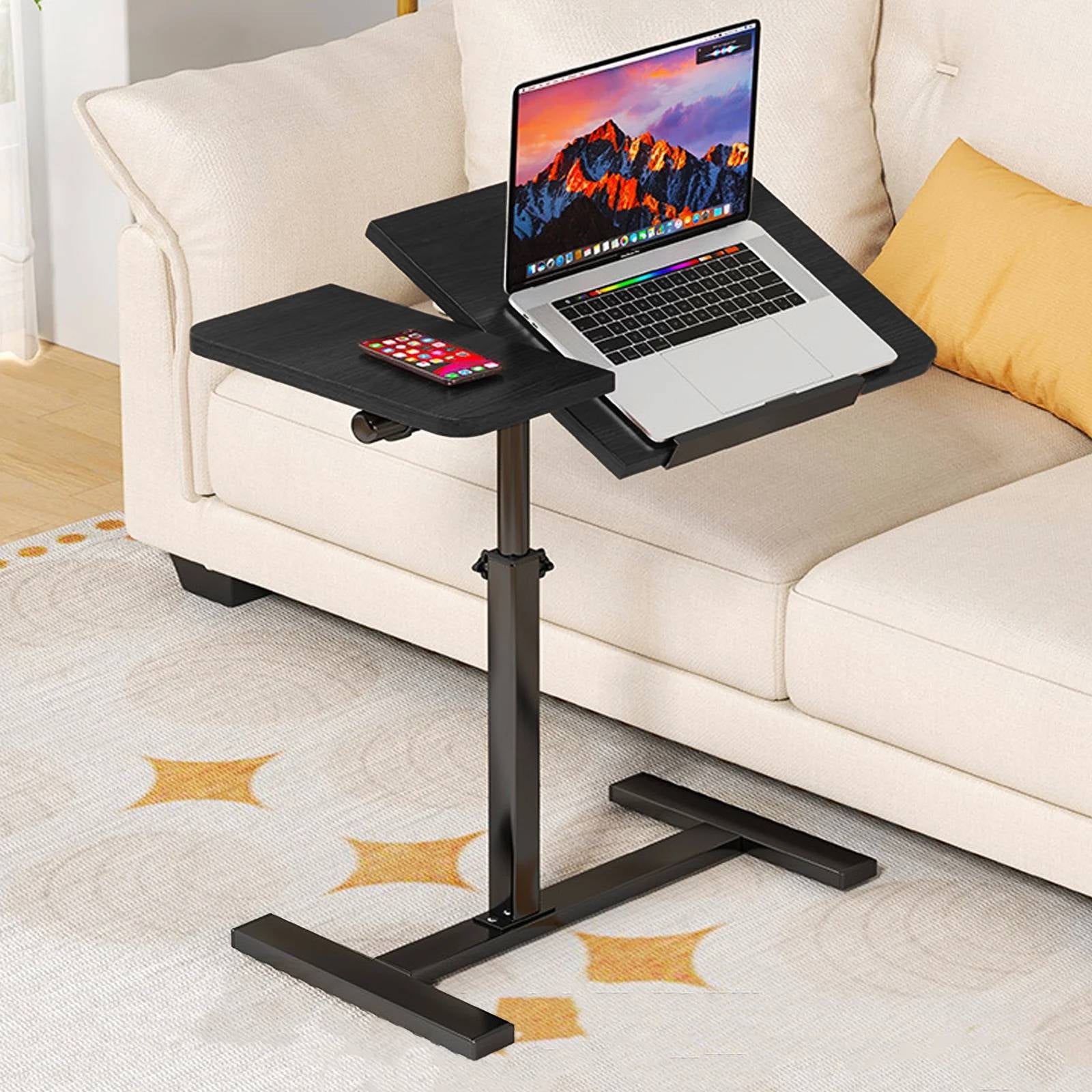 ManyFun Height Adjustable Overbed Table with Tilting Top,Hidden Wheels ...