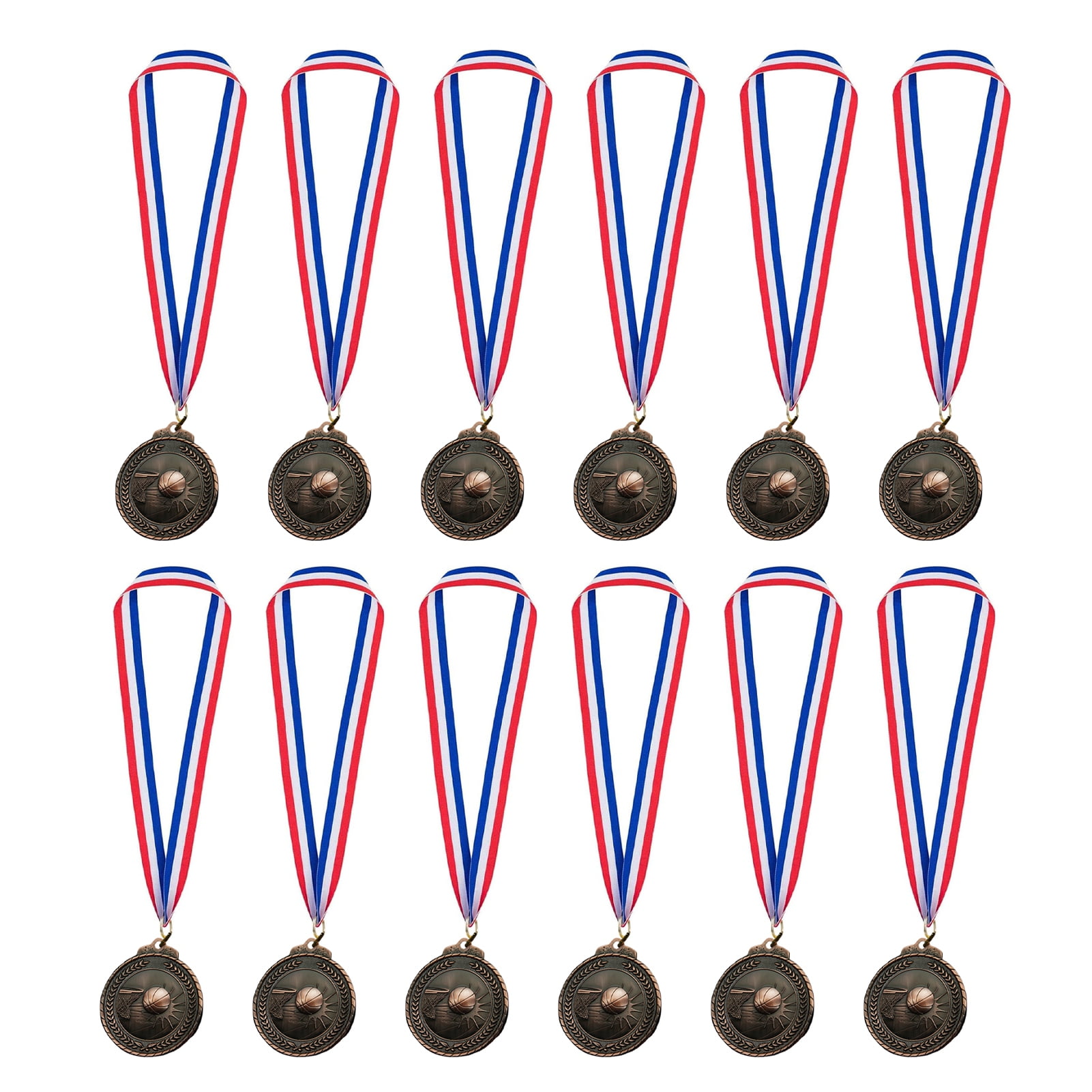 Manyache 12Pcs Sports Medal Set Engraving Basketball Metal Winner Award ...