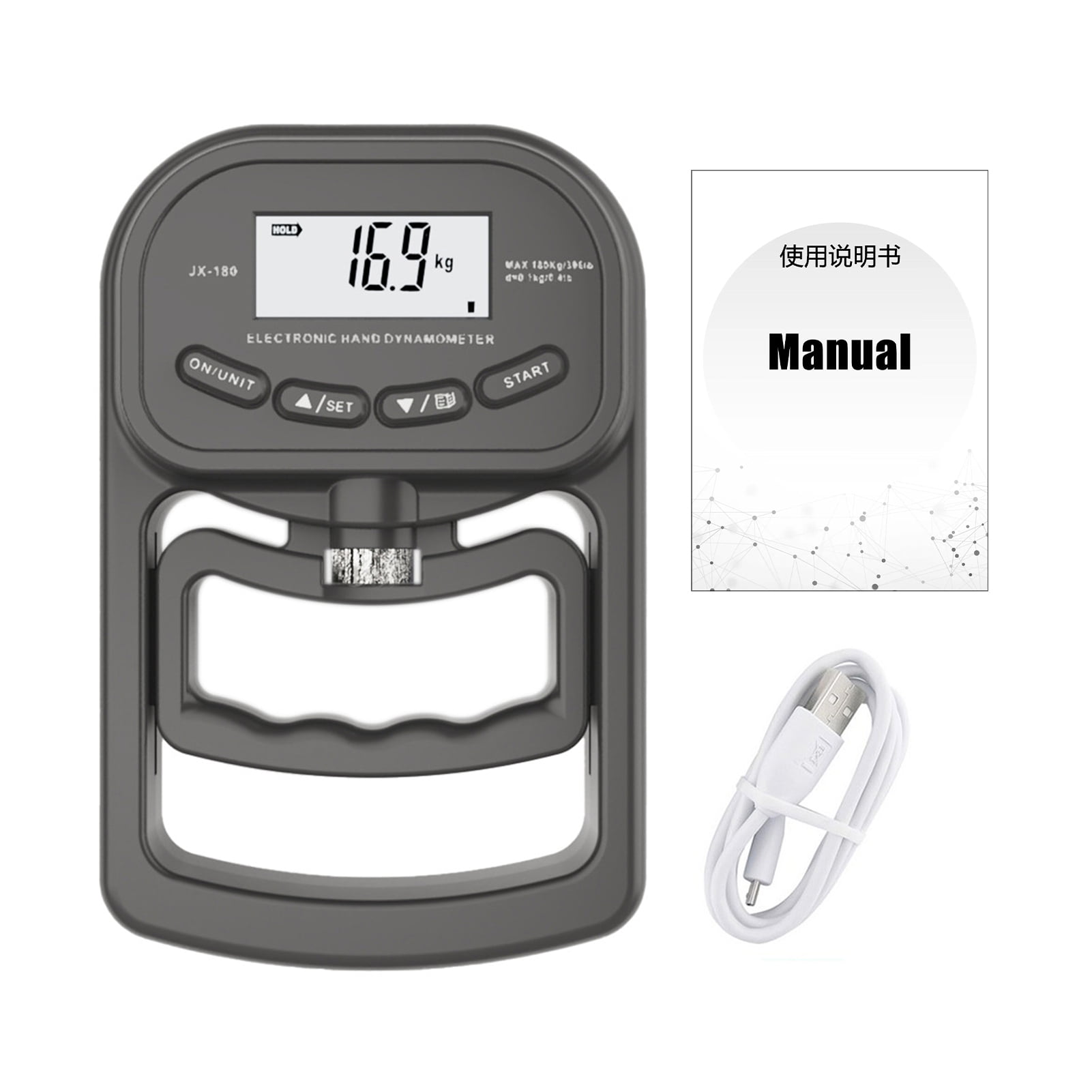 Manyache Hand Dynamometer Grip Strength Trainer 396 Lbs Electronic Hand ...