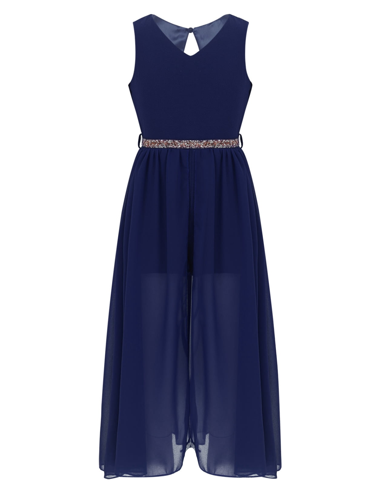 Manyakai Big Girls V Neck Maxi Romper Dress for Pageant Birthday Party ...