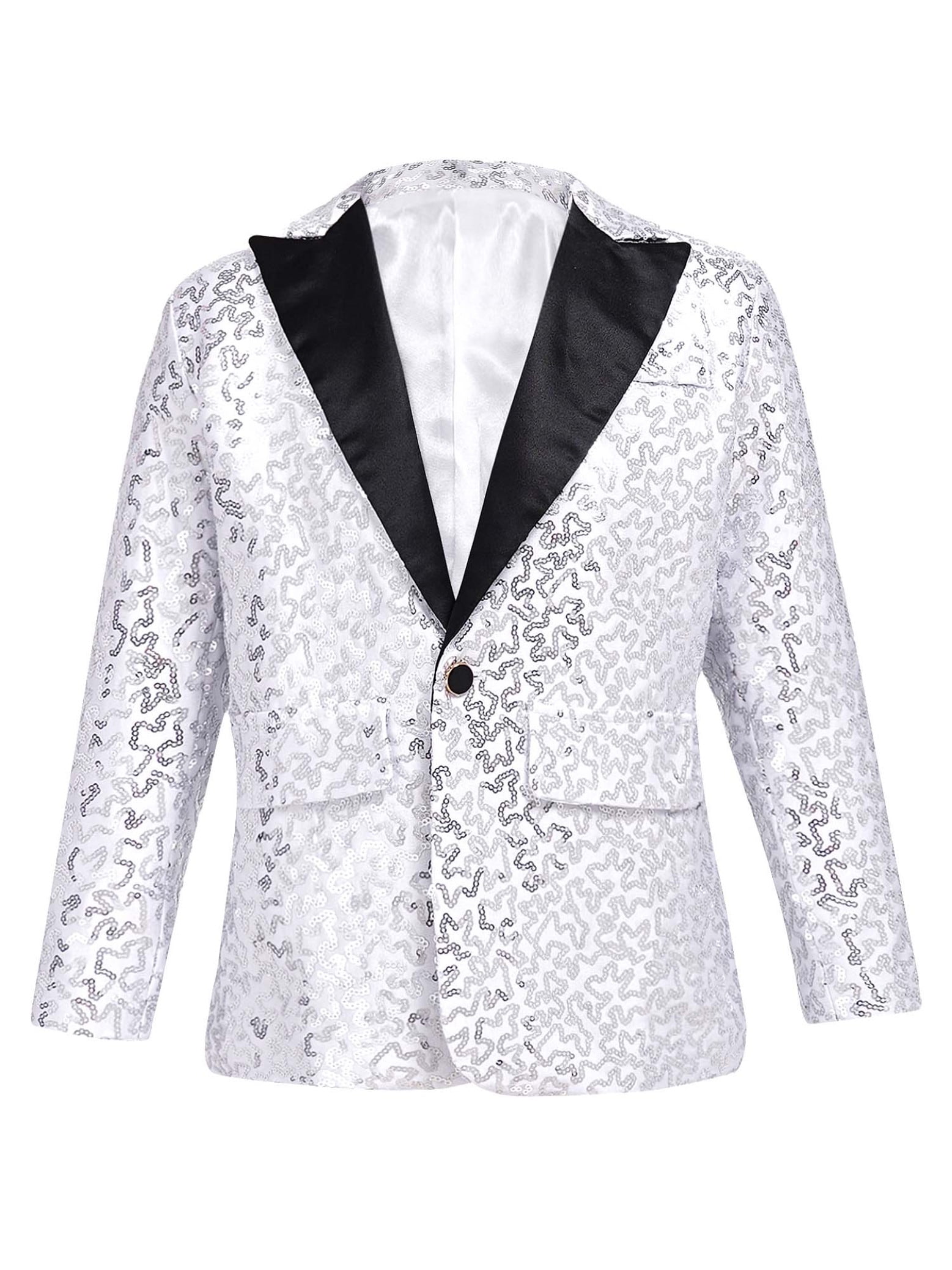 Manyakai Boy's Shiny Sequins Tuxedo Suit Jacket Party Prom Wedding ...