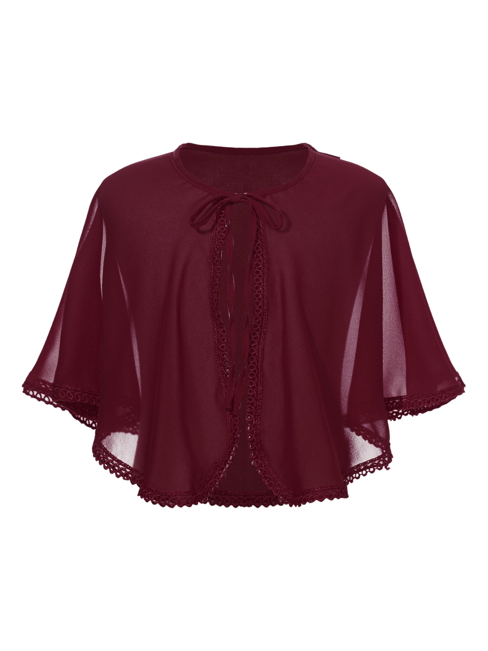 Manyakai Girls Chiffon Bolero Cardigan Shrugs Basic Sheer Lace-up Shawl ...