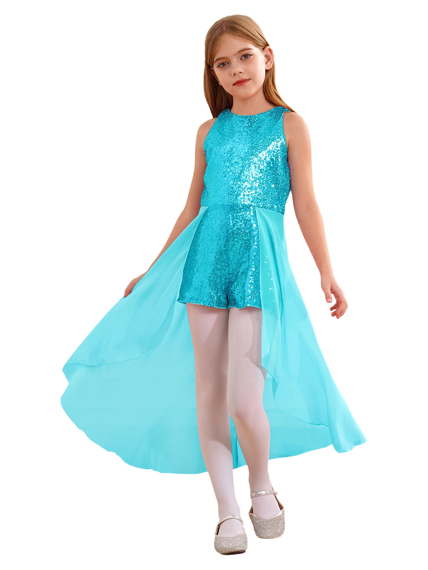 Manyakai Girls Sequined Birthday Prom Party Jumpsuit with Overlay Skirt ...