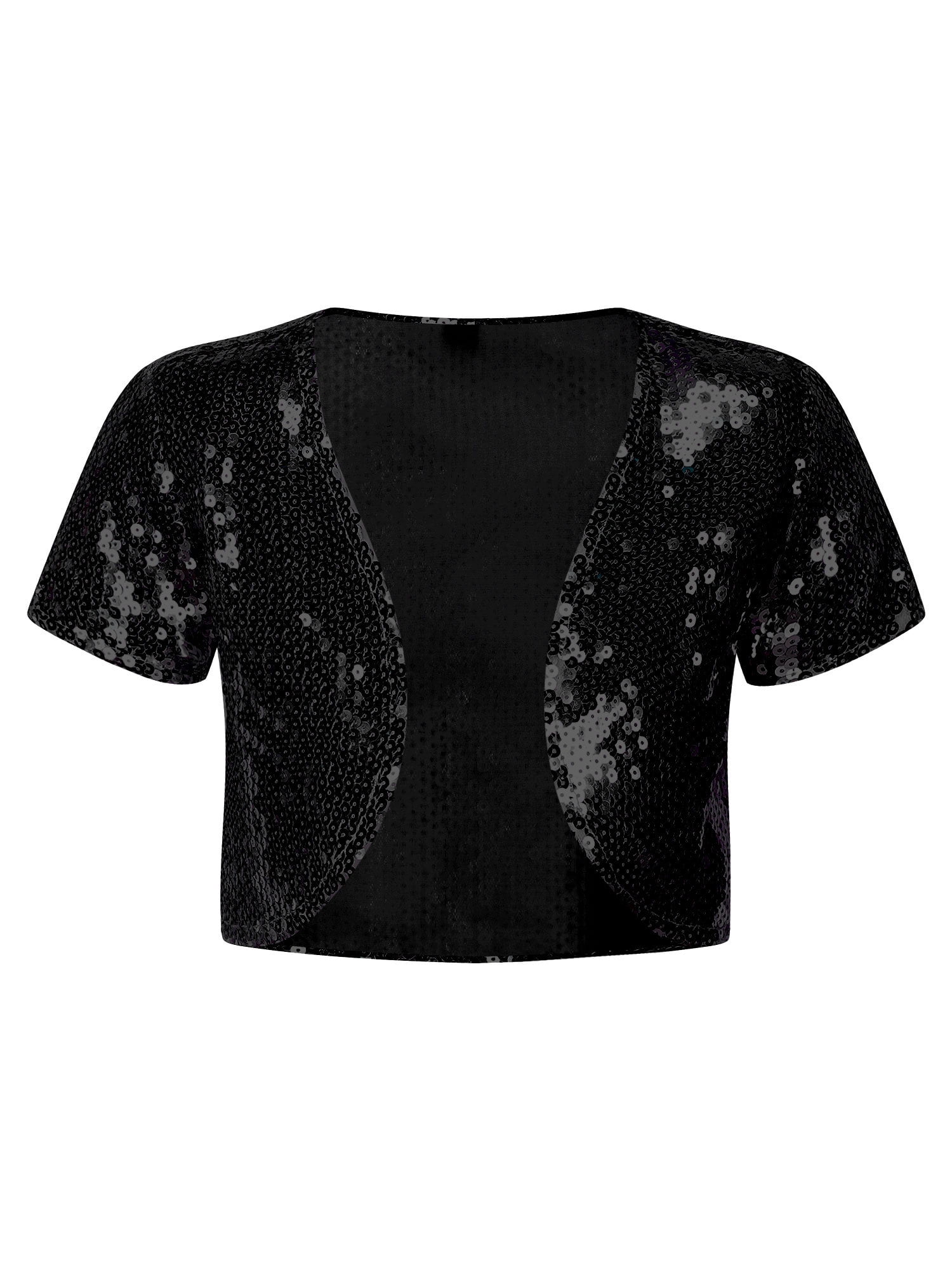 Manyakai Girls Sequins Open Front Cardigan Cropped Bolero Short Jacket ...