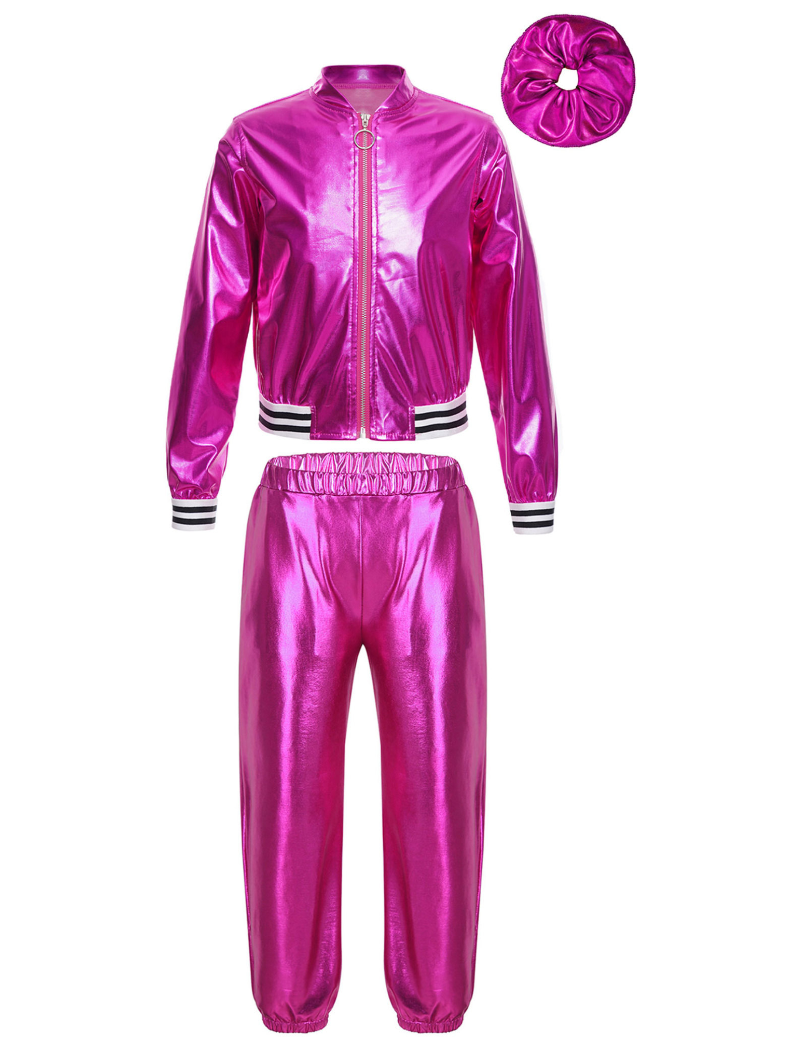 Manyakai Kids 3 Piece Dance Outfit Sportwear Girls Zip Up Jacket and ...