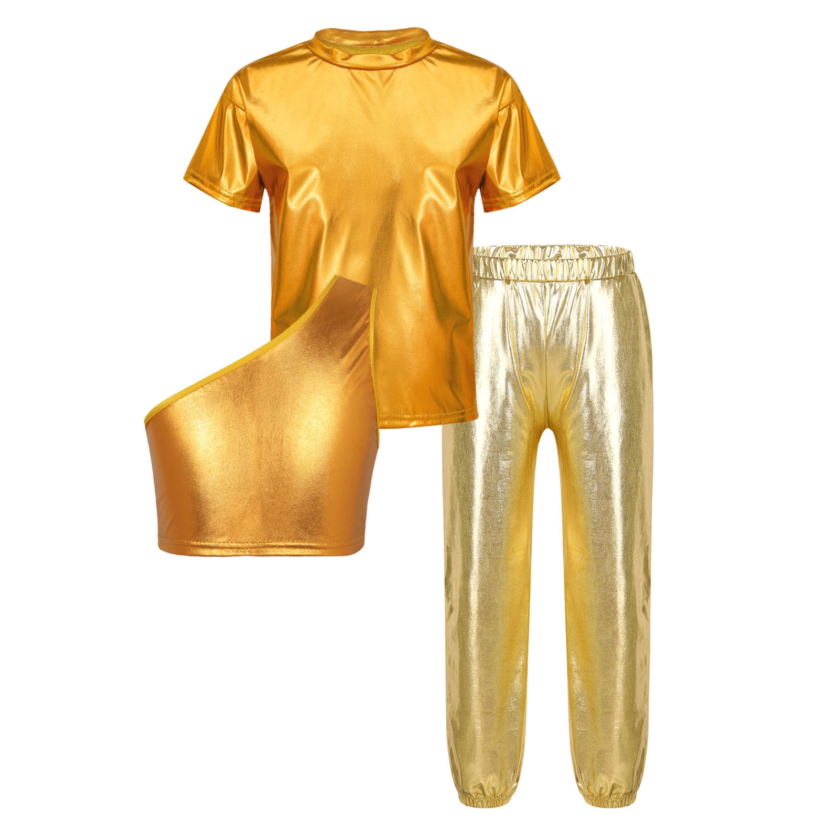 Manyakai Kids Boys Girls Shiny Metallic Crop Tank Top T-Shirt with ...