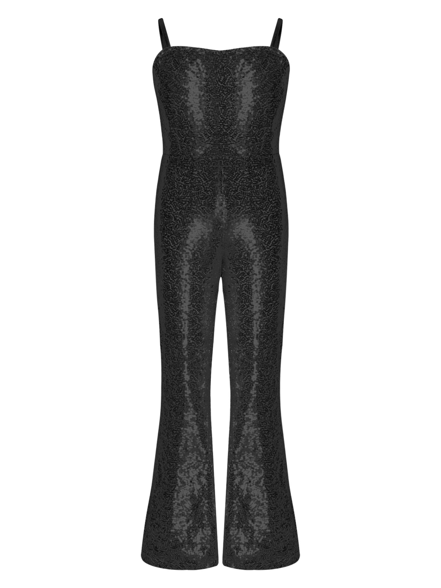 Manyakai Kids Disco Rave Costume Girls Sequins Dance Jumpsuit Full ...