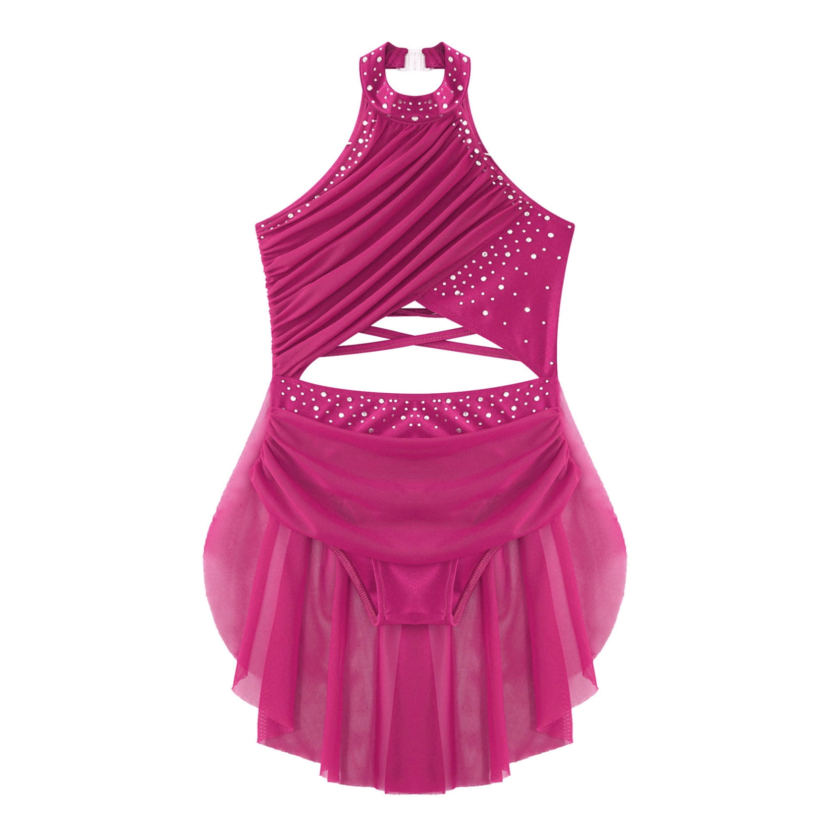 Manyakai Kids Girls Lyrical Dance Costume Front Cutout Leotard Dress ...