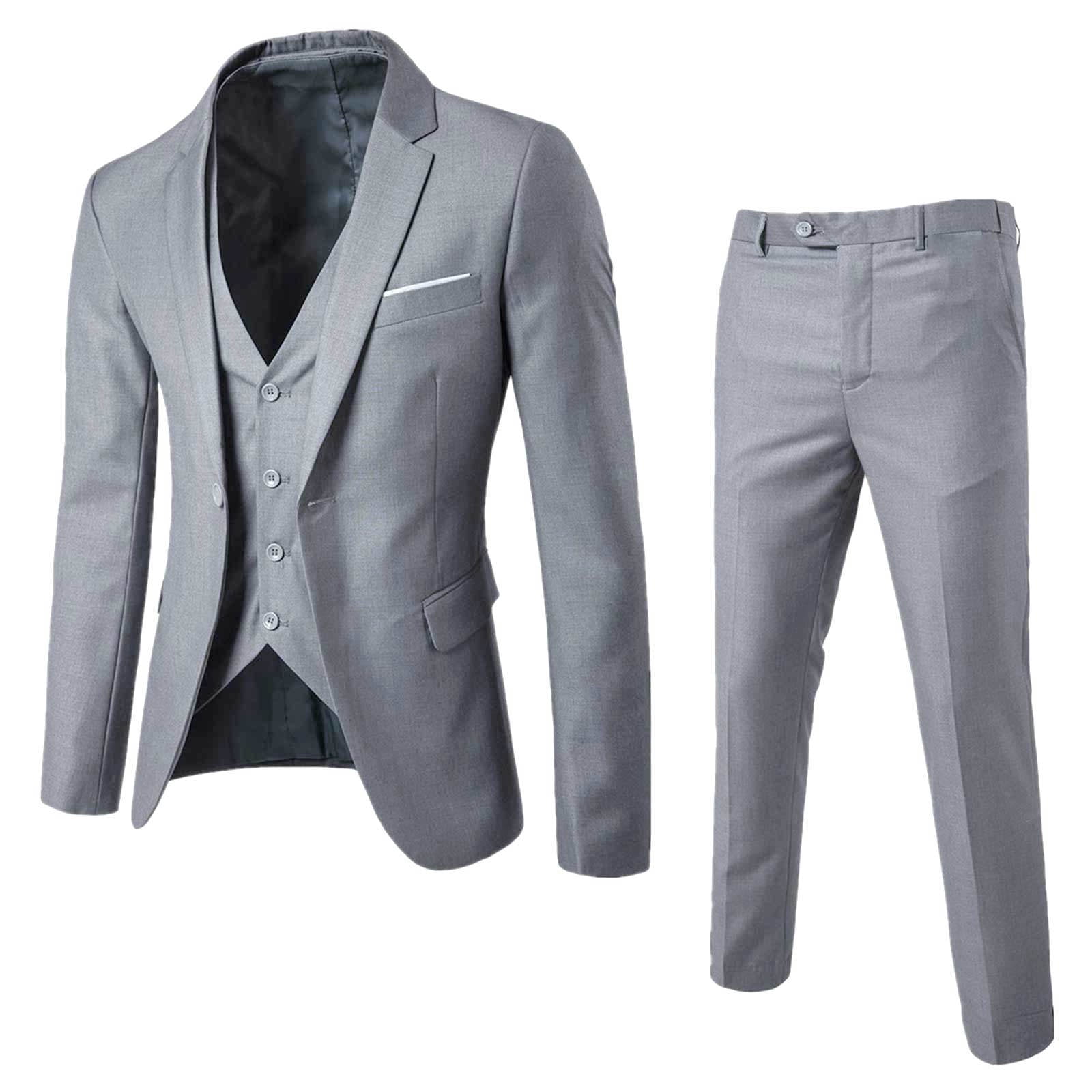 Manyakai Men's 3-Piece One Button Slim Fit Solid Tuxedo Blazer Jacket ...