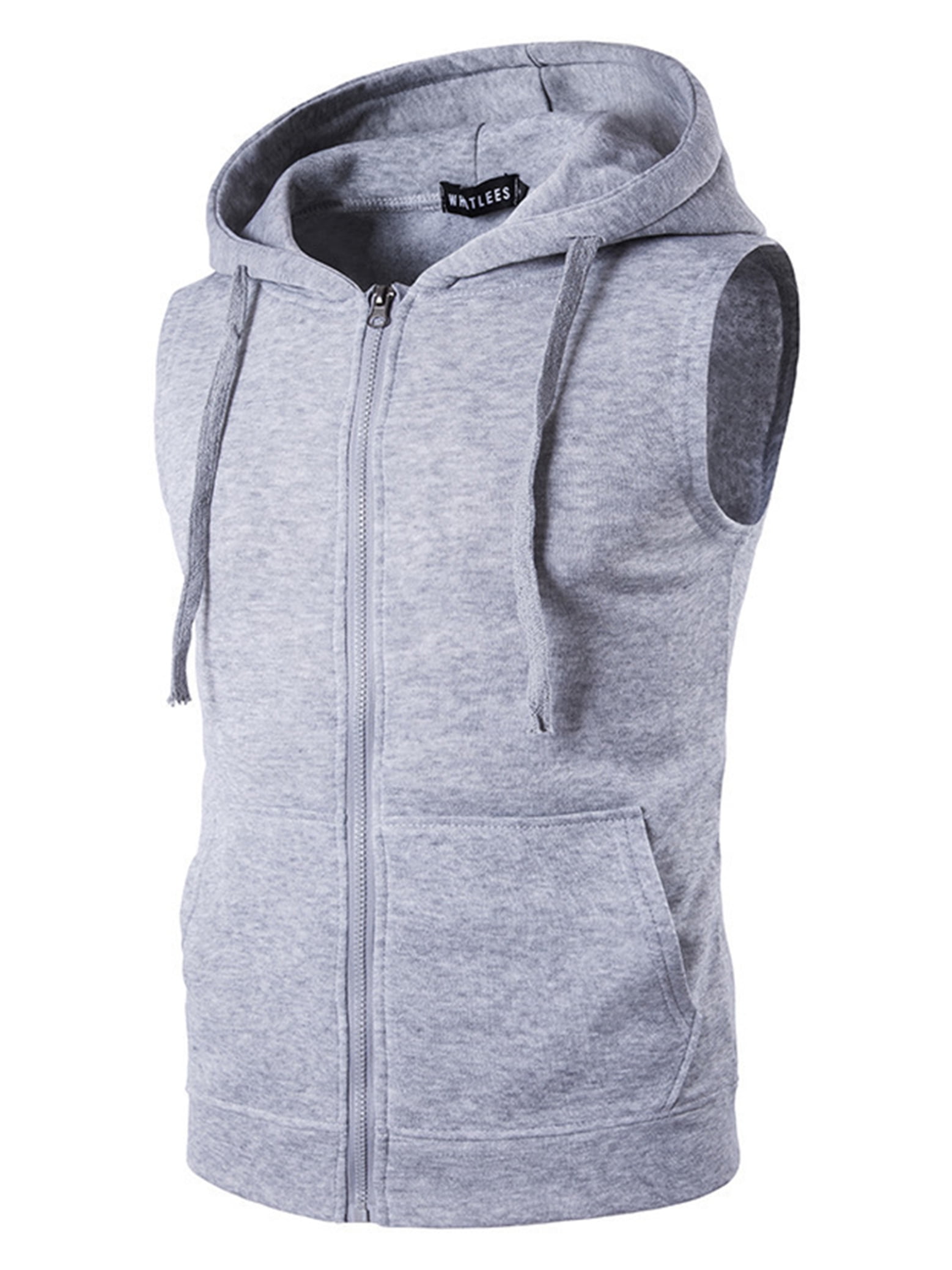 Manyakai Men's Gym Workout Hooded Tank Tops Sleeveless Hoodies Zip Up ...