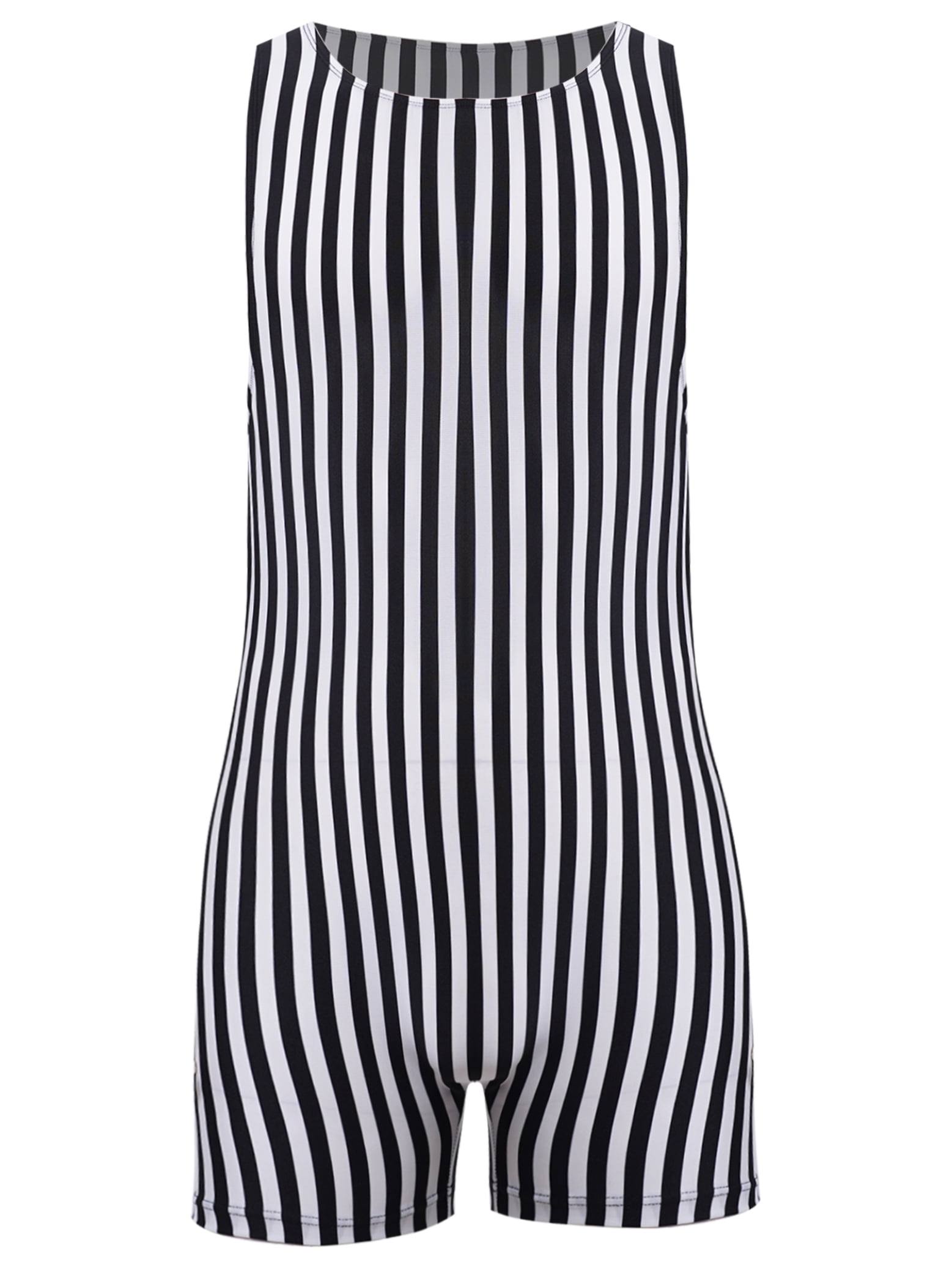 Manyakai Mens Athletic Bodysuit Sport Leotard Striped Wrestling Singlet ...