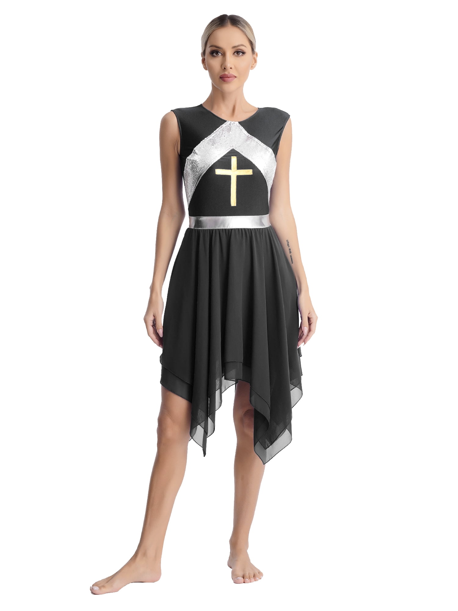 Manyakai Womens Lyrical Praise Dance Dress Round Neck Liturgiacal ...
