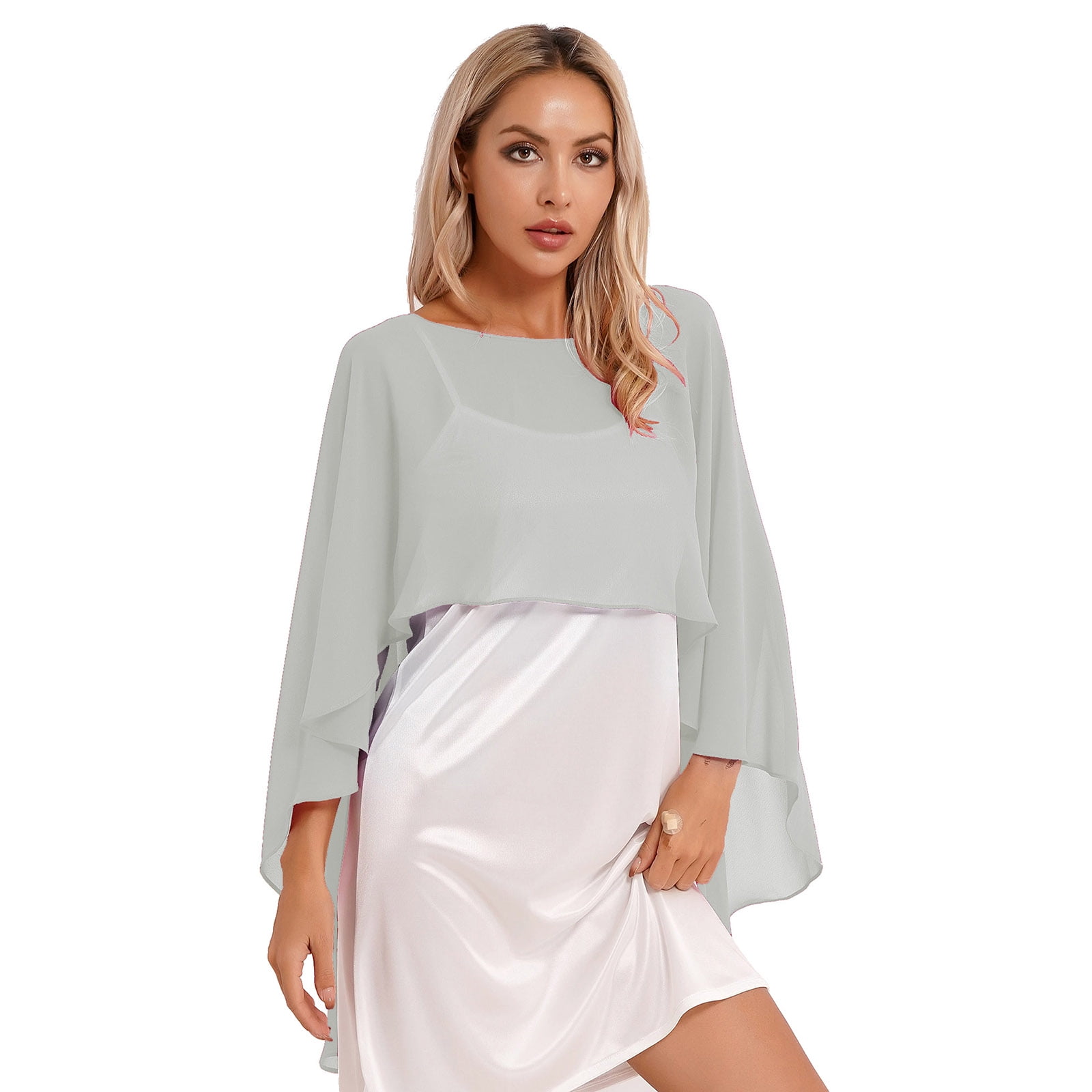 Manyakai Womens Soft Sheer Chiffon High-Low Asymmetric Long Shawl Wraps ...