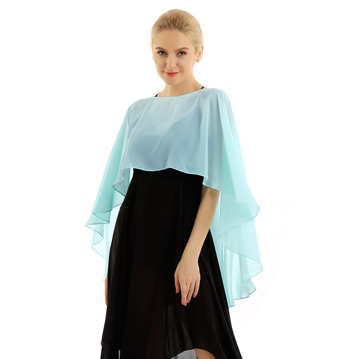 Manyakai Womens Soft Sheer Chiffon High-Low Asymmetric Long Shawl Wraps ...