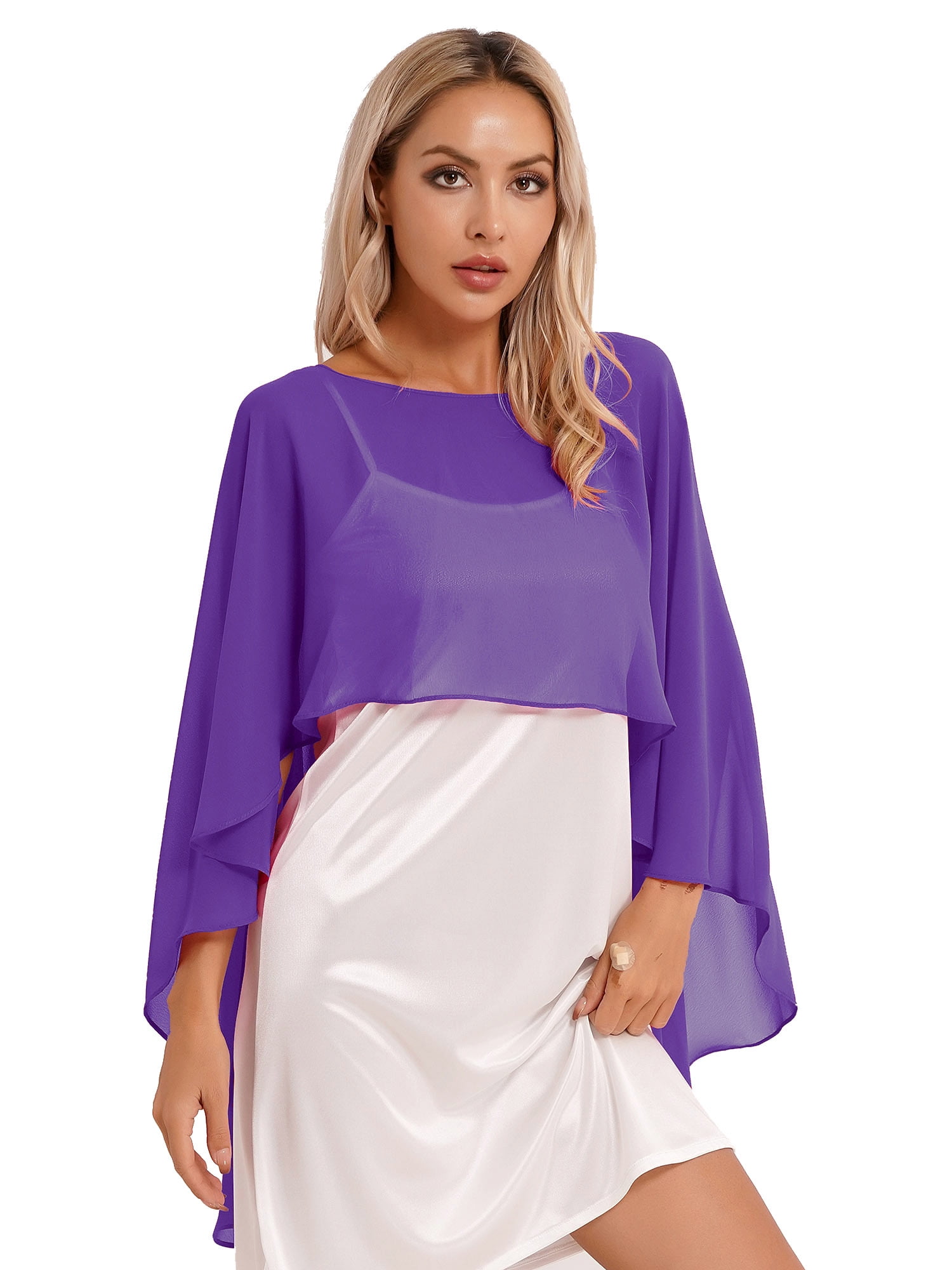 Manyakai Womens Soft Sheer Chiffon High-Low Asymmetric Long Shawl Wraps ...