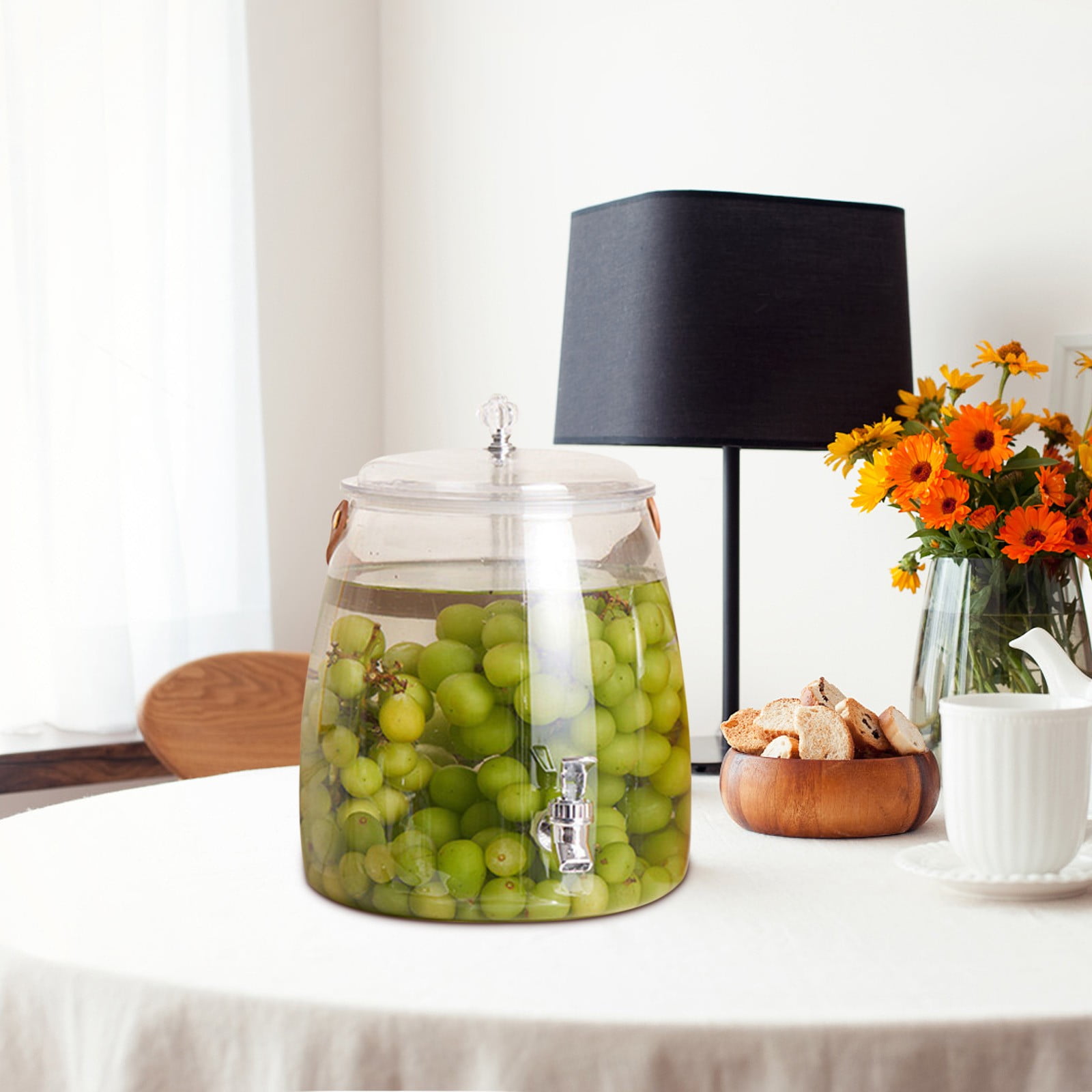 Manyangsd Large Clear Plastic Beverage Dispenser with Stainless Steel ...