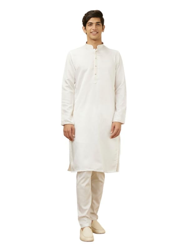 Manyavar Kurta Set For Men, Full Sleeves Mandarin Collar Ethnic Kurta ...