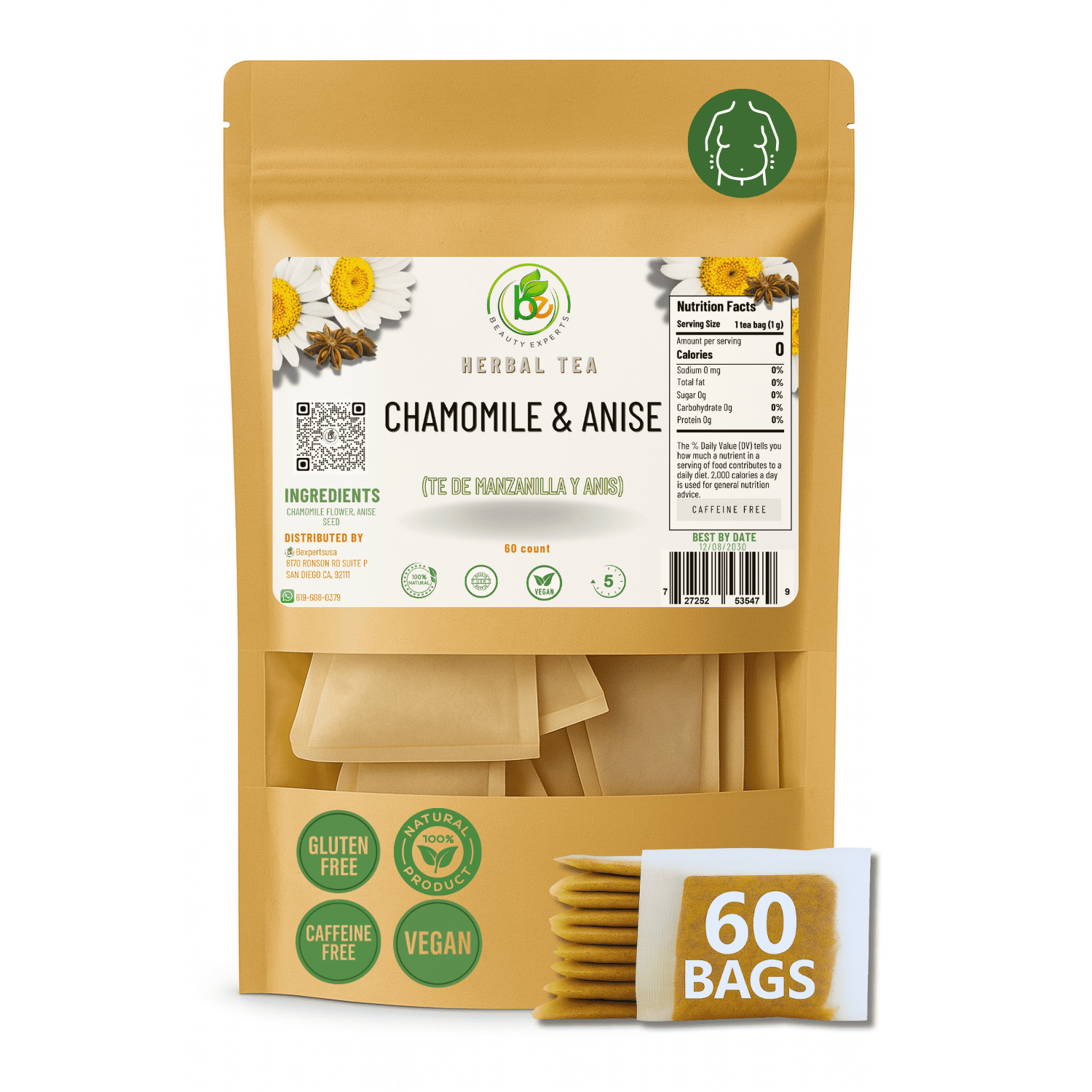 Manzanilla & Anís Té (Chamomile & Anise) – 60 Tea Bags – 100% Natural ...
