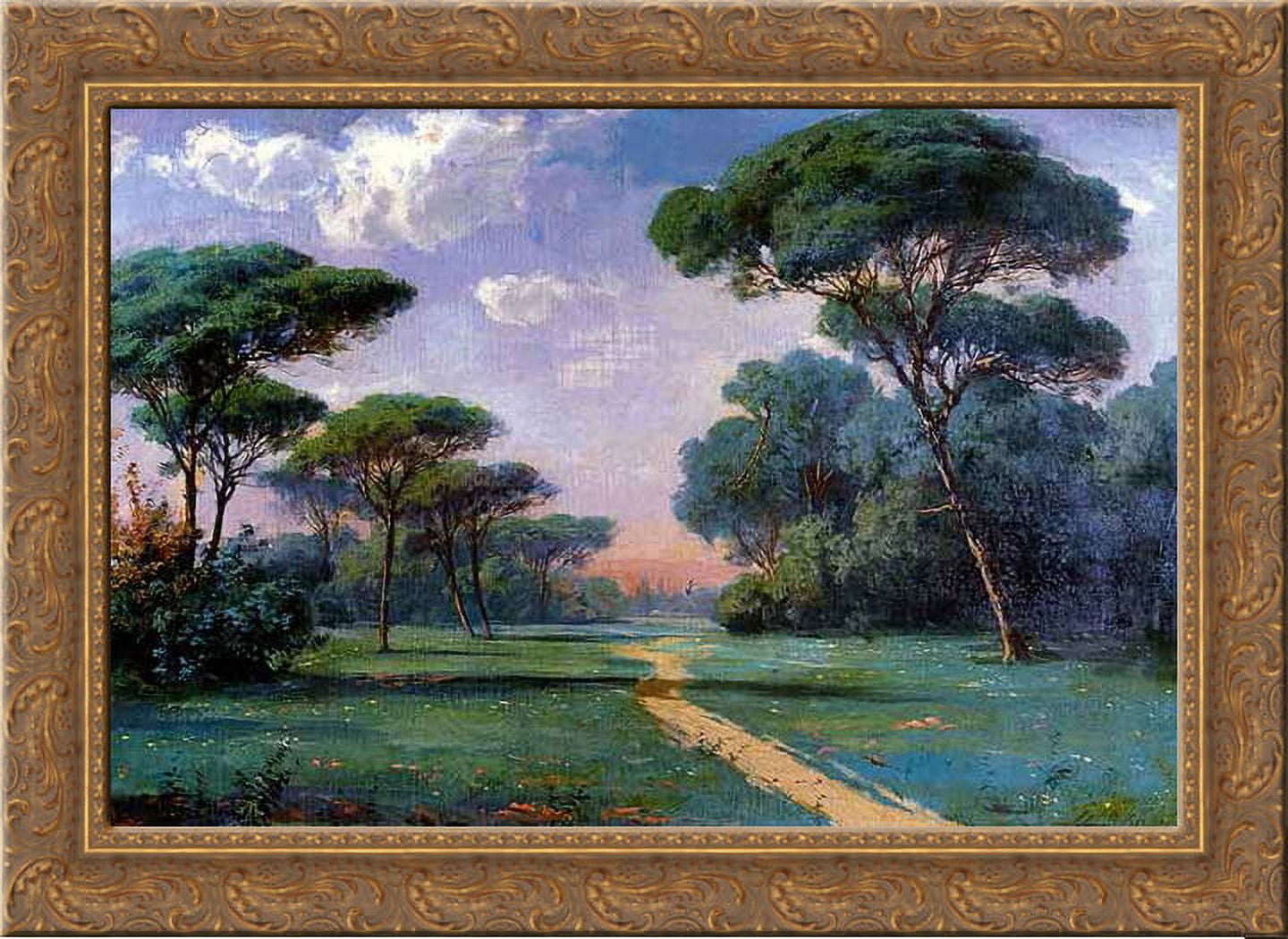 Manzara (Landscape) 24x18 Gold Ornate Wood Framed Canvas Art by Hoca ...