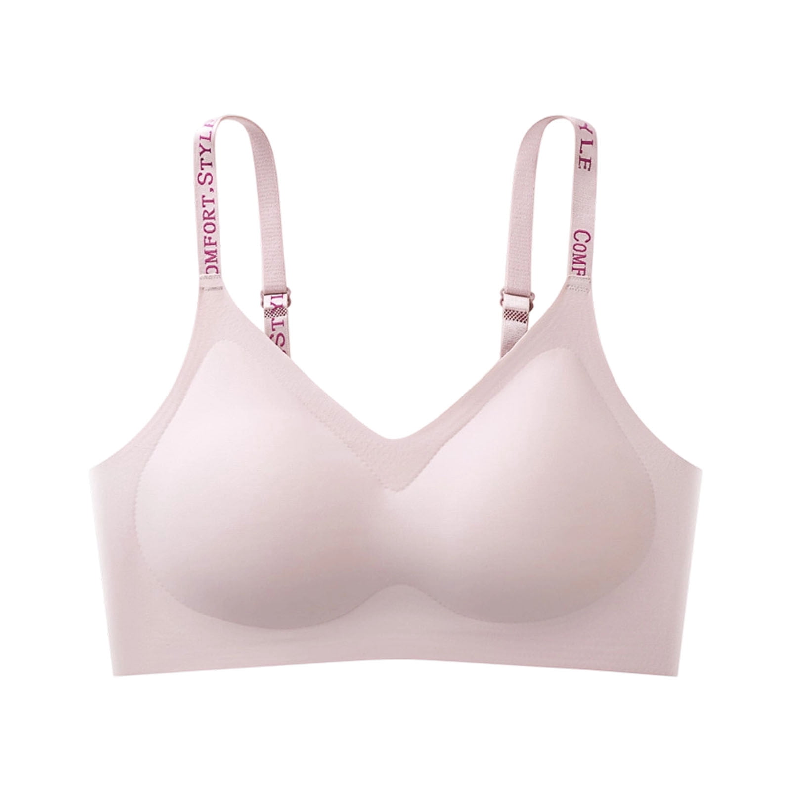 Manzbdm Women's Seamless Wireless Bra Letter Strap Padded Comfort ...
