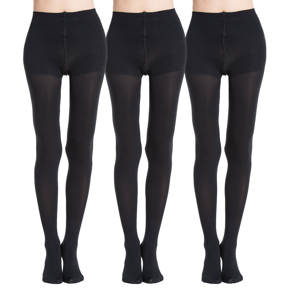 Manzi 3 Pairs Lady Run Resistant Control Top Panty Hose Opaque Tights ...