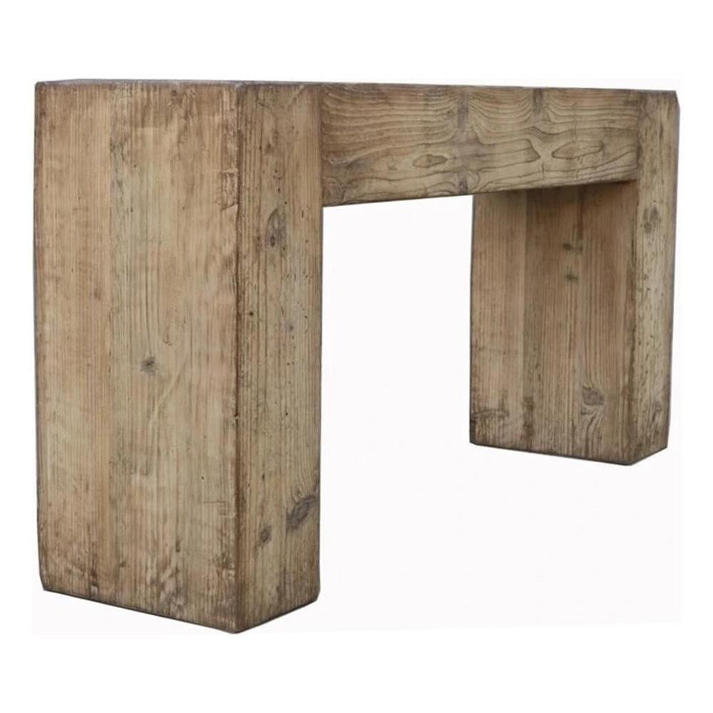 Mao Sofa Console Table-60 Inch Narrow Top and Panel Legs-Rustic Brown ...