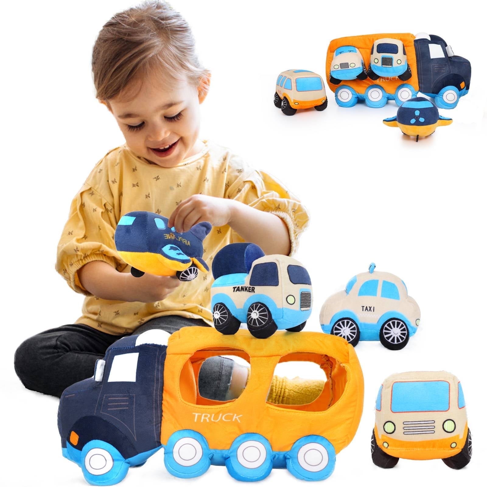 MaoGoLan 15.7" Big Car Stuffed Plush Toy Soft Truck Toy Set with 4 ...