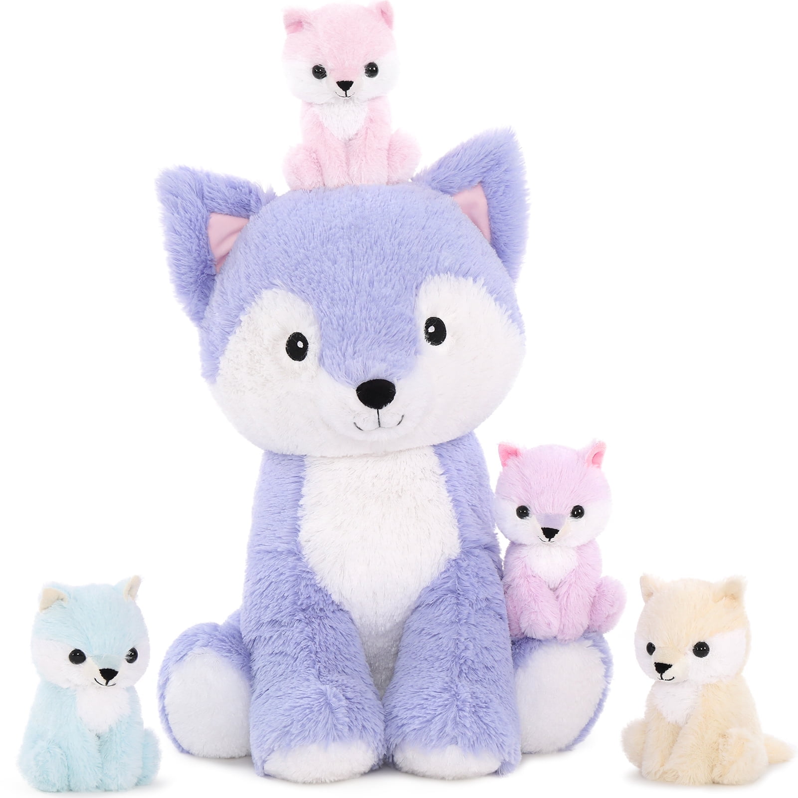 MaoGoLan 19" Fox Stuffed Animals Plush Toys Fox Mommy & Babies Set ...