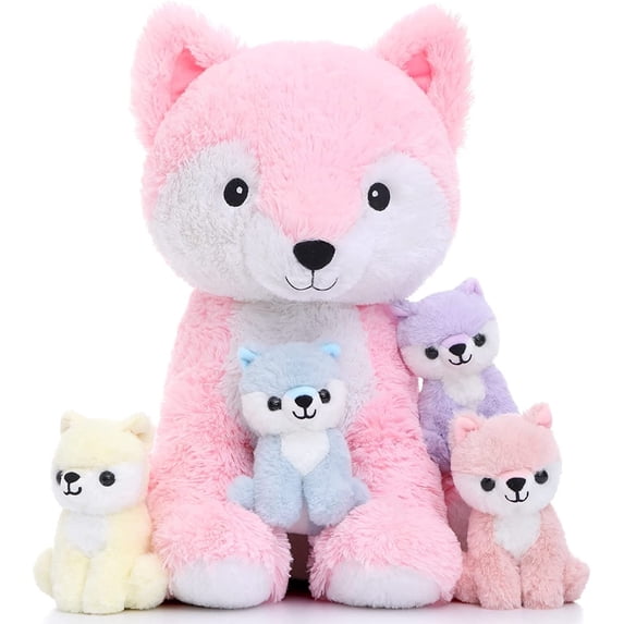 MaoGoLan 5Pcs 20" Mommy Fox Stuffed Animals Plush Toys Fox with 4 Fox ...