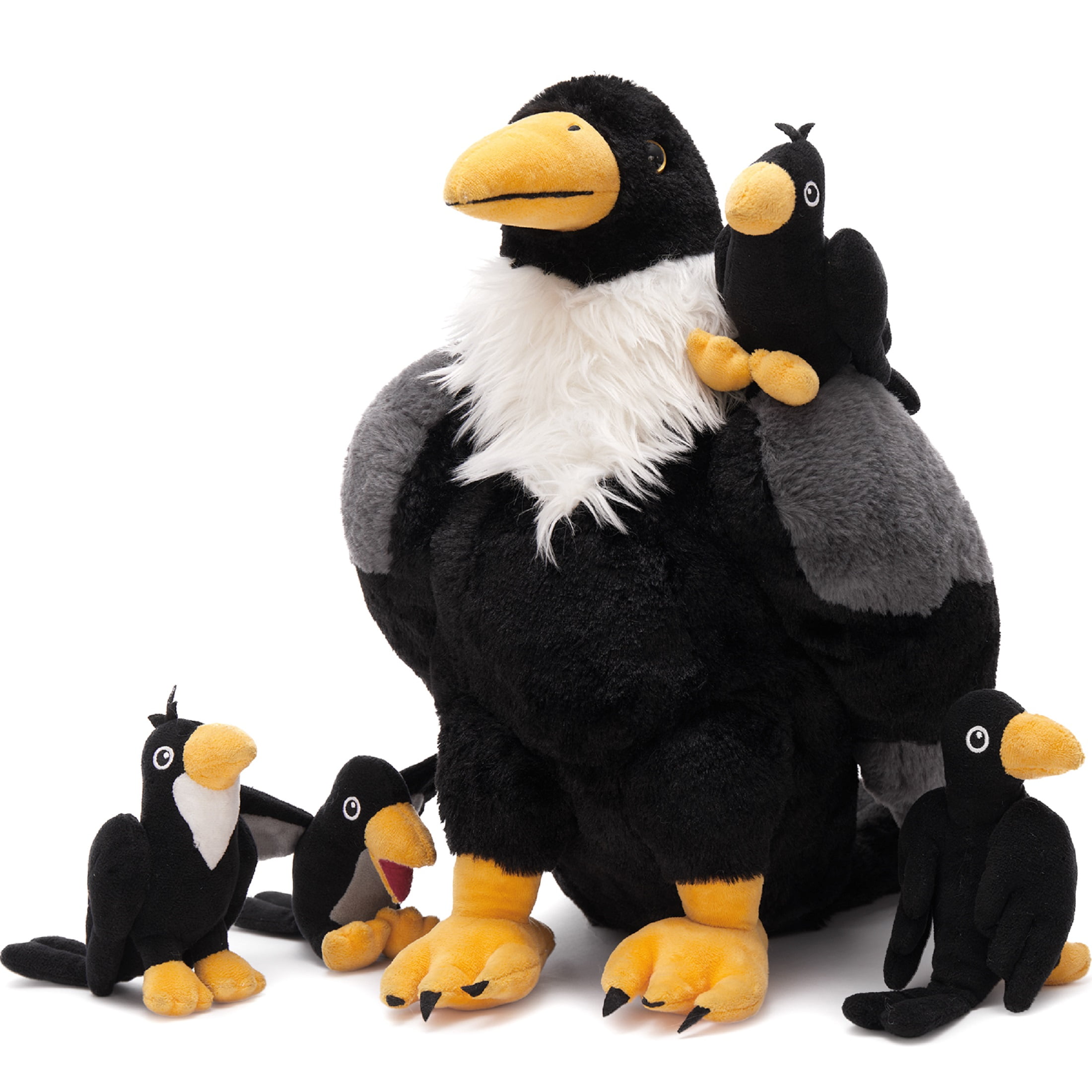 MaoGoLan 23.5" Giant Raven Stuffed Animal with 4 Small Crow Babies ...