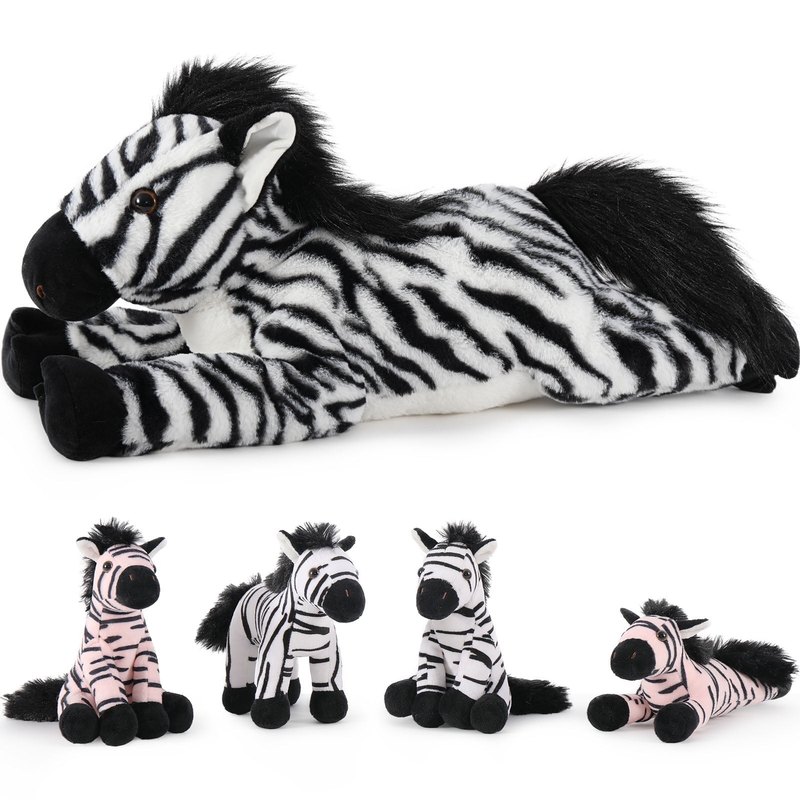 MaoGoLan 25" Giant Zebra Stuffed Animal with 4 Babies Plush Toy ...