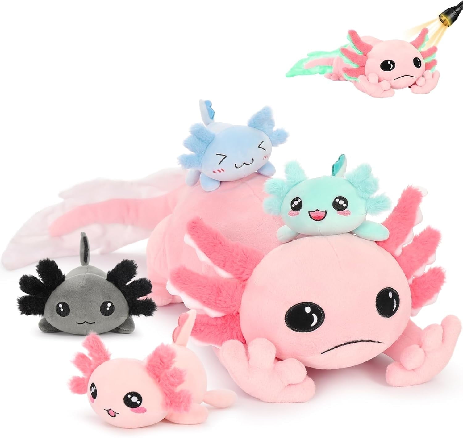 MaoGoLan 31.89" Giant Axolotl Stuffed Animals with 4 Babies Inside ...