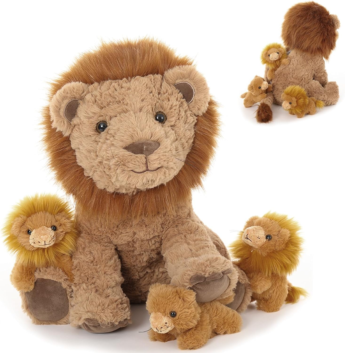 MaoGoLan 4 Pcs Lion Plush 17.7'' Large Stuffed Animal Mommy Lion with 3 Babies - Walmart.com