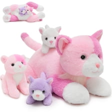 MaoGoLan Cute Big Plushies: 23.6" Mommy Cat & 3 Baby Kittens Plush Toy ...