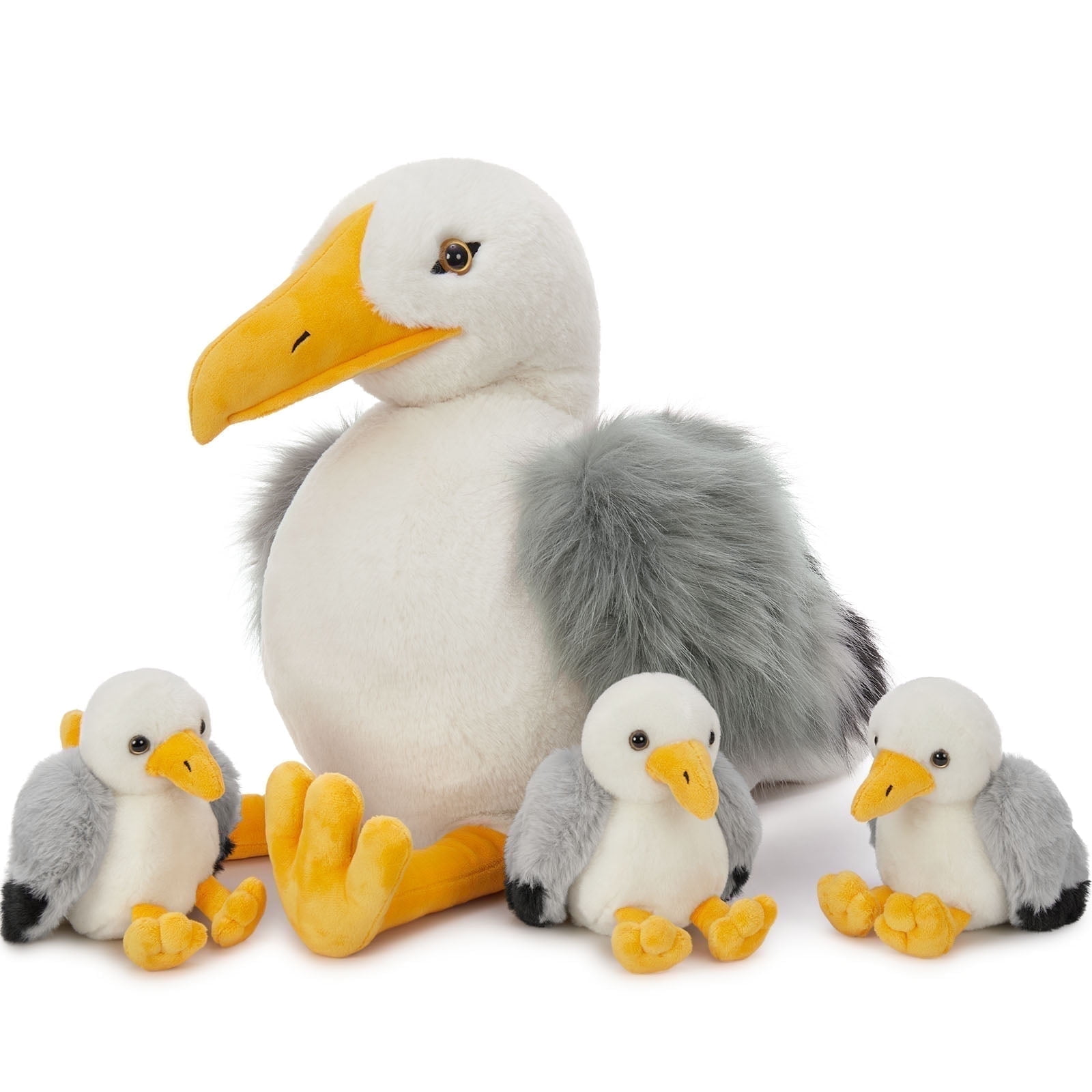 MorisMos 4Pcs Big Seagull Stuffed Animal with 3 Baby Seagull Plush Toys ...