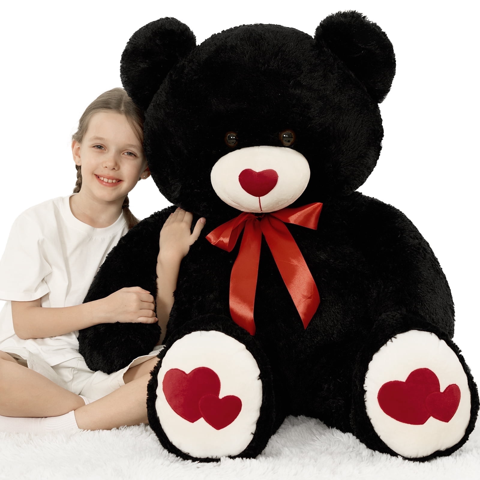 MaoGoLan 4ft Big Teddy Bear with Love Footprints 47"Giant Bear Plush ...