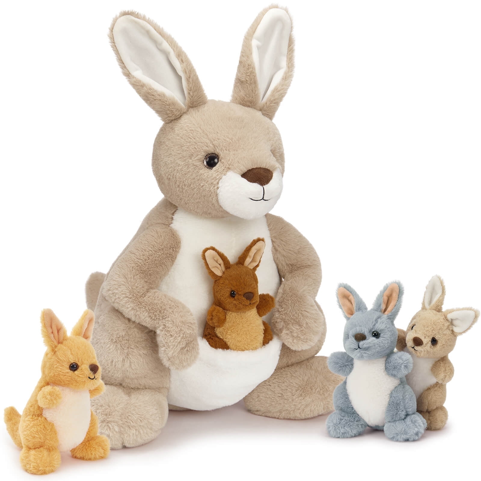 MaoGoLan 5 Pcs kangaroo 20.5'' Large Stuffed Animal Mommy Roo with 4 Babies - Walmart.com