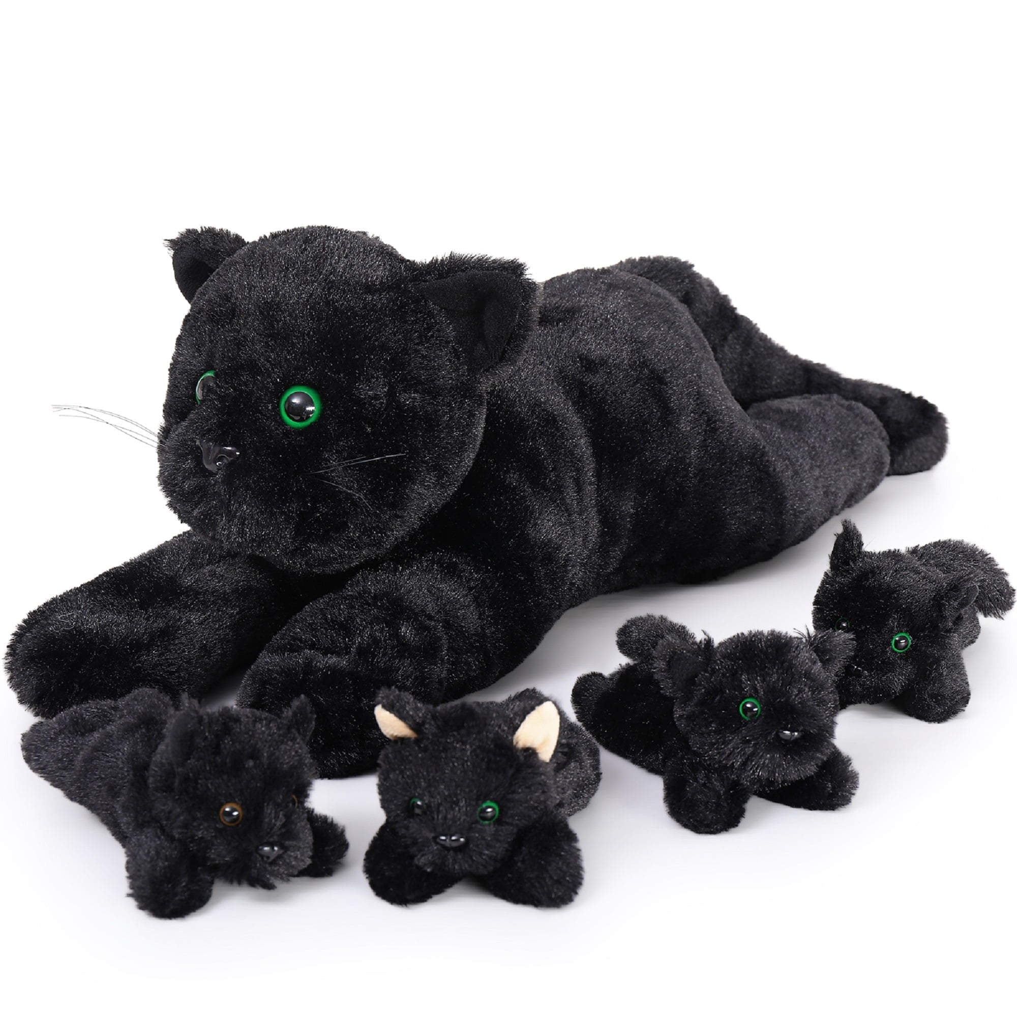 MaoGoLan 5Pcs Black Cat Plush with 4 Babies Kitties inside 20" Big ...