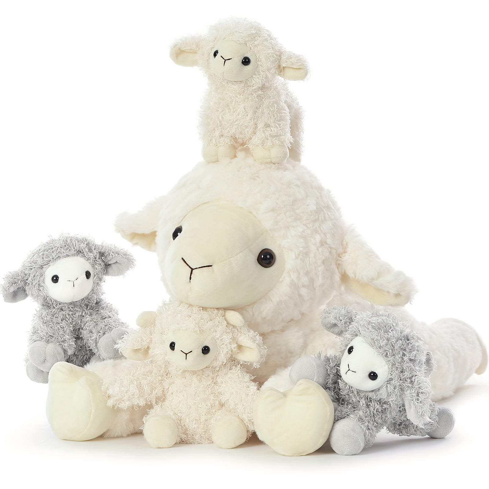 MaoGoLan 5pcs Lamb Stuffed Animals Set, 20 Inch Large Mommy Stuffed ...