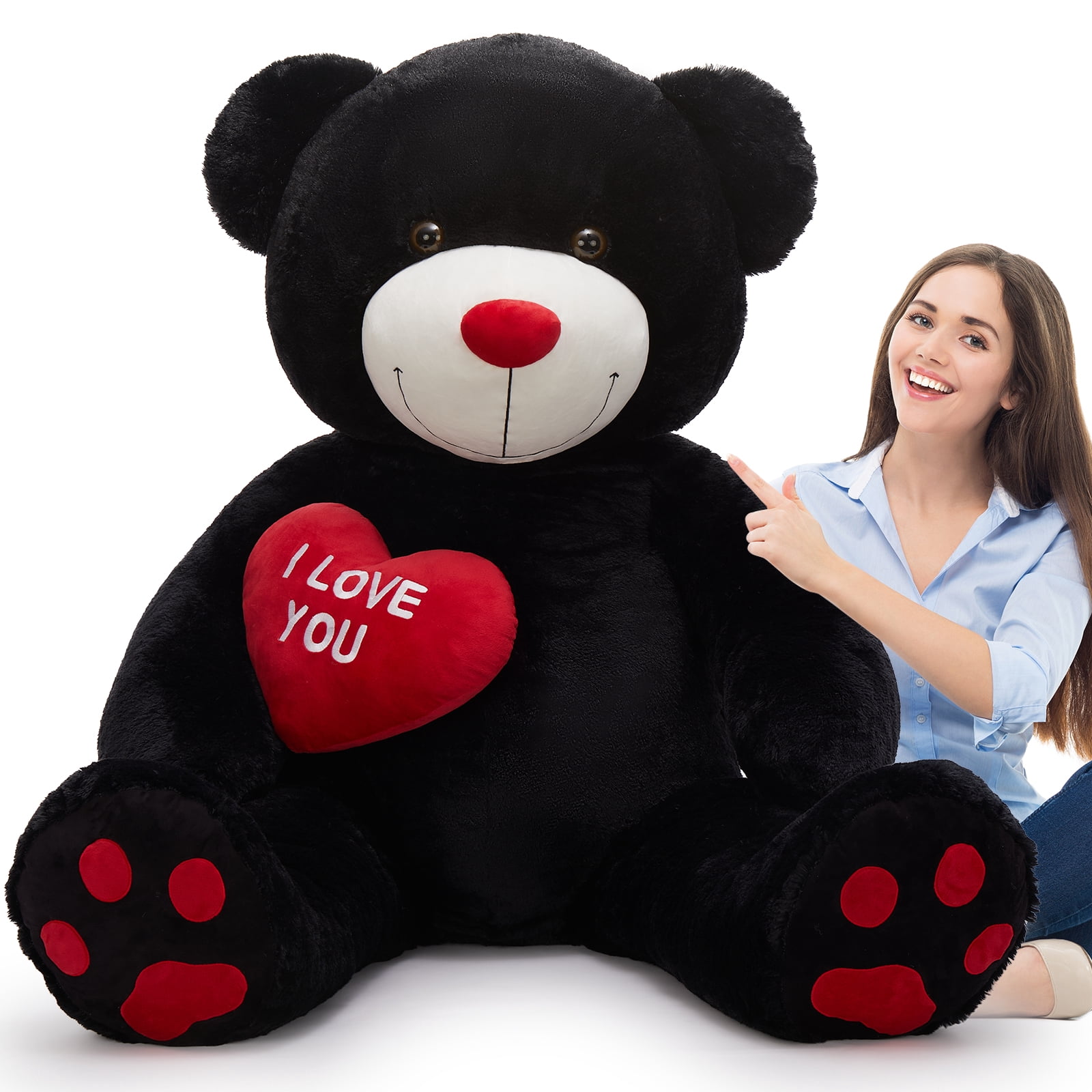 MaoGoLan 6ft Big Teddy Bear Stuffed Animal Giant Black Bear With A ...