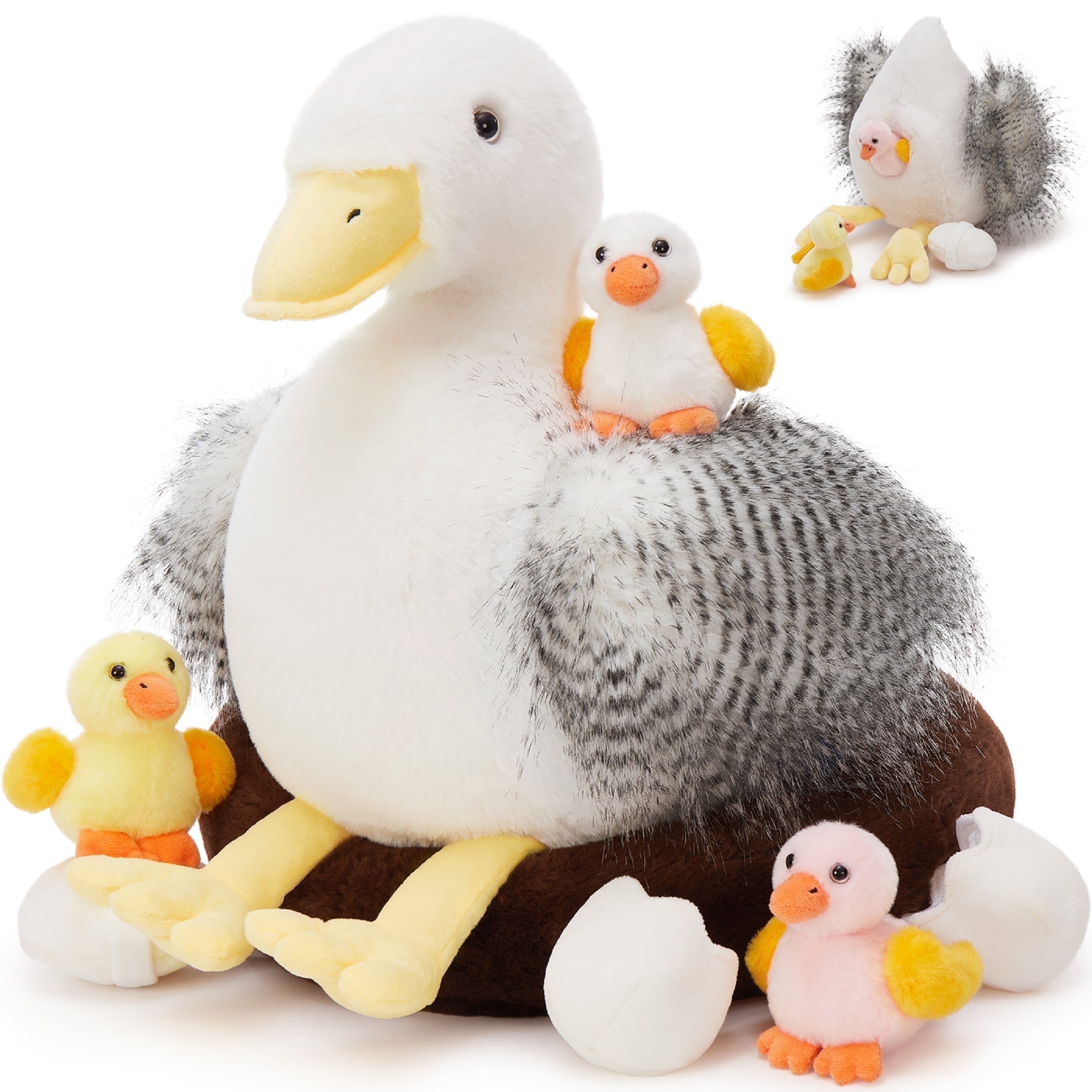MaoGoLan 8Pcs 18" Mother Duck Stuffed Animals with 3 Baby Ducks & 3 ...